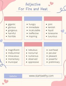 1000+ Adjective Words to Describe Fire and Heat