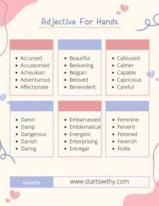 1150+ Adjective Words To Describe Hands