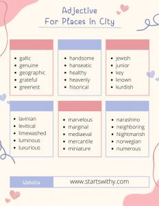 1050+ Adjective Words to Describe Places in City