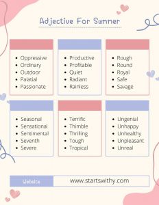 300+ Adjective Words To Describe Summers