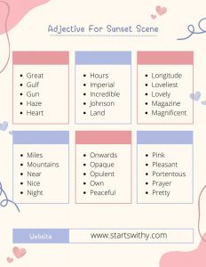 200+ Adjective Words to Describe Sunset Scene