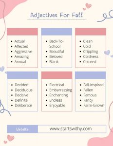 400+ Adjective Words to Describe Fall