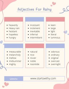 300+ Adjective Words to Describe Rainy