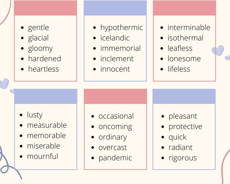 500 Adjective Words to Describe Snow and Winter
