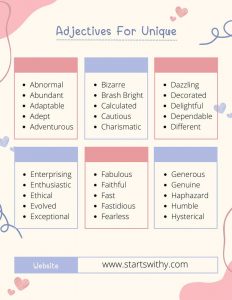 250+ Adjective Words to Describe Unique