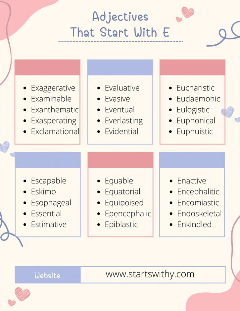 1100+ Adjectives That Start With E