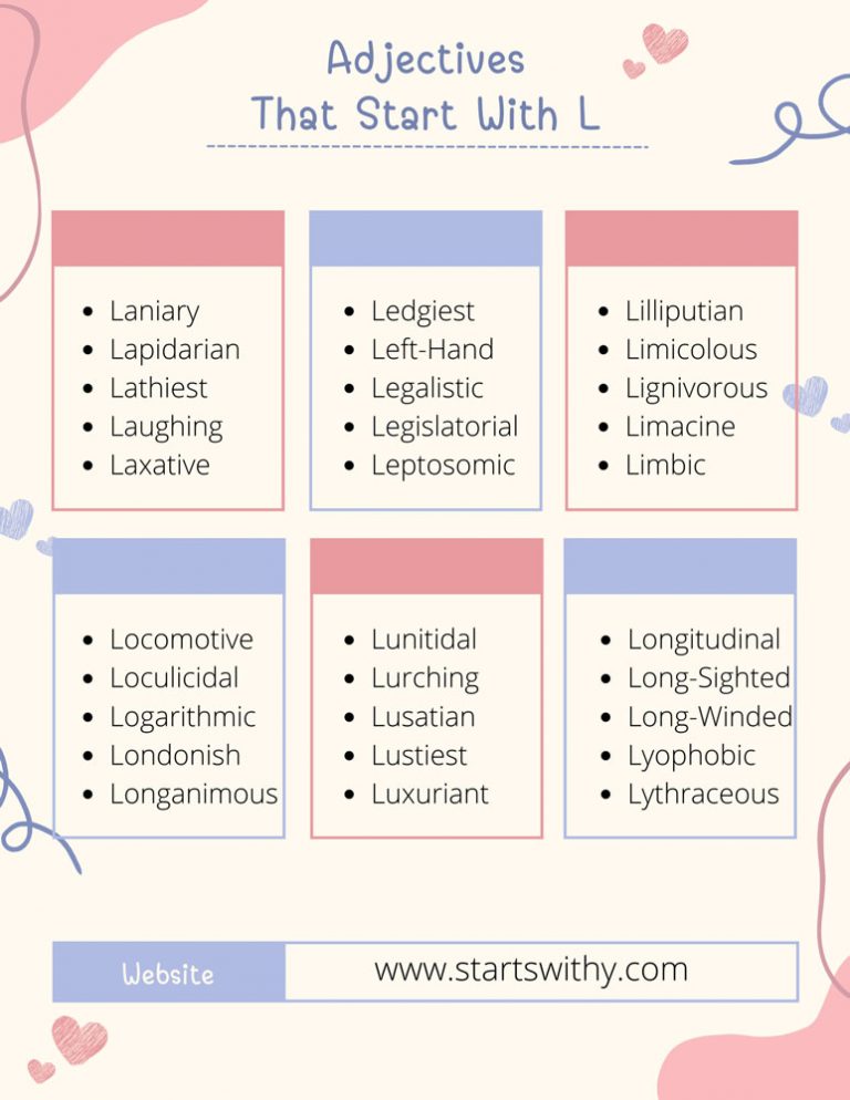 850+ Adjectives That Start With L