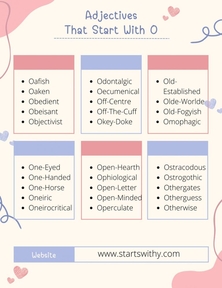650+ Adjectives That Start With O