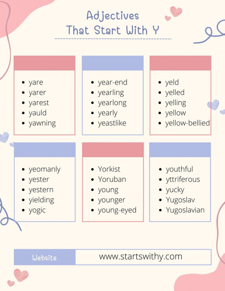 45+ Adjectives That Start With Y