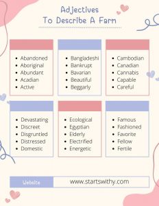 500+ Adjectives to describe a farm - Common words