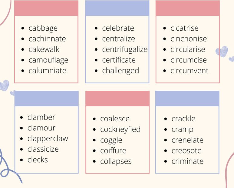 Verbs That Start With C