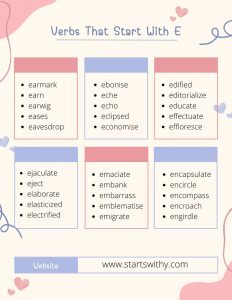 Verbs That Start With E