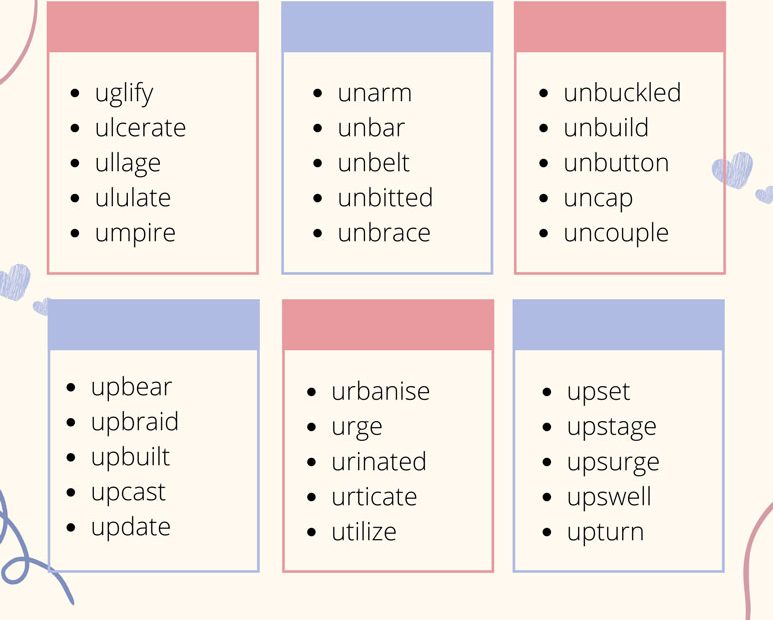 Verbs That Start With U