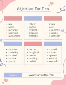 250+ Adjective Words to Describe Mom