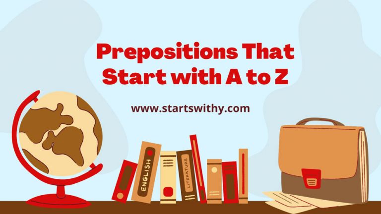 Prepositions That Start with A to Z