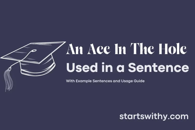 AN ACE IN THE HOLE in a Sentence Examples: 21 Ways to Use An Ace In The Hole
