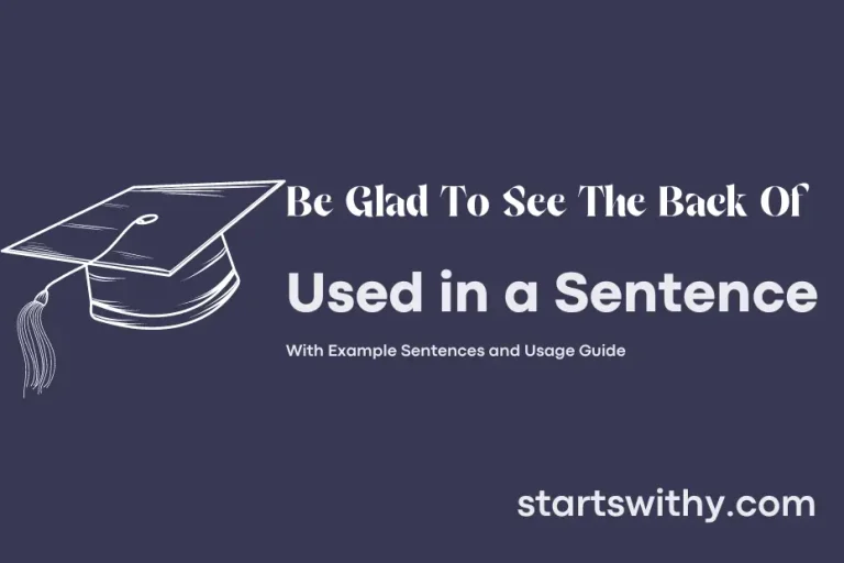 BE GLAD TO SEE THE BACK OF in a Sentence Examples: 21 Ways to Use Be ...