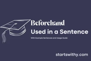 BEFOREHAND in a Sentence Examples: 21 Ways to Use Beforehand