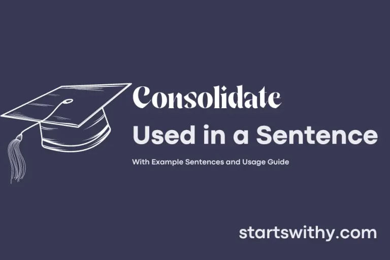 CONSOLIDATE in a Sentence Examples: 21 Ways to Use Consolidate