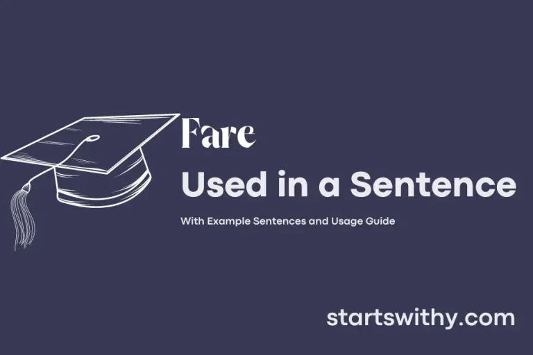 FARE in a Sentence Examples: 21 Ways to Use Fare