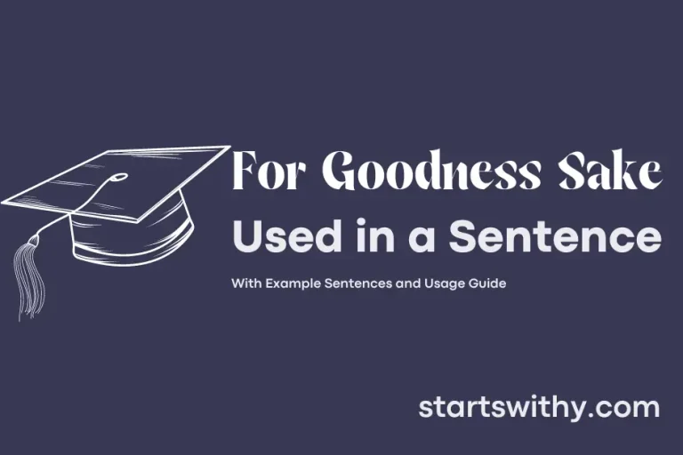 FOR GOODNESS SAKE in a Sentence Examples: 21 Ways to Use For Goodness Sake