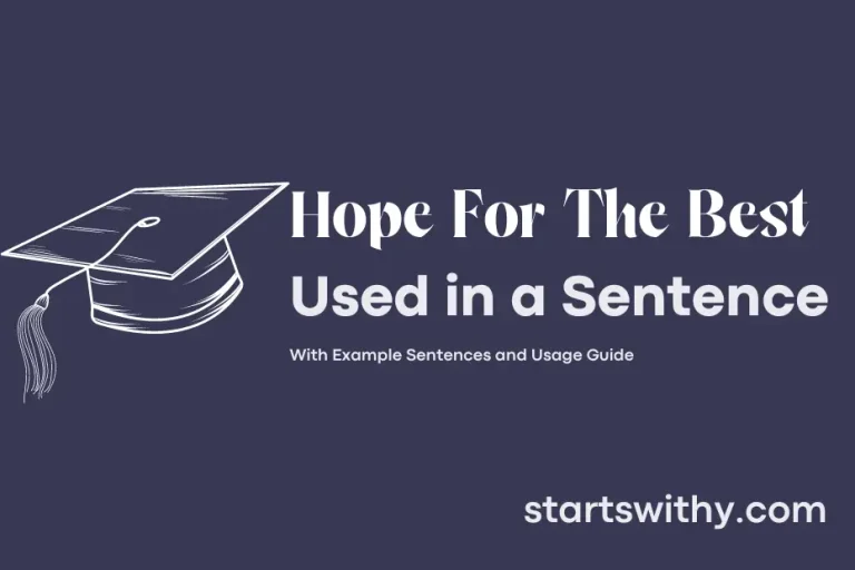 HOPE FOR THE BEST in a Sentence Examples: 21 Ways to Use Hope For The Best