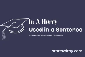 IN A HURRY in a Sentence Examples: 21 Ways to Use In A Hurry
