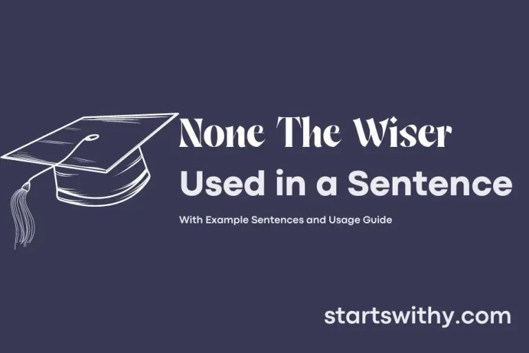 NONE THE WISER in a Sentence Examples: 21 Ways to Use None The Wiser