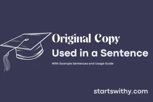 ORIGINAL COPY in a Sentence Examples: 21 Ways to Use Original Copy
