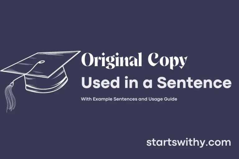 ORIGINAL COPY in a Sentence Examples: 21 Ways to Use Original Copy