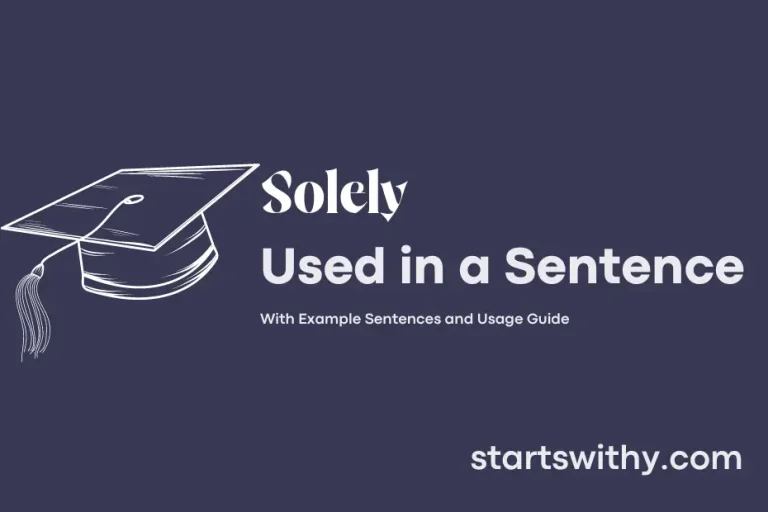 SOLELY in a Sentence Examples: 21 Ways to Use Solely