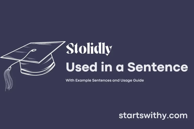 STOLIDLY in a Sentence Examples: 21 Ways to Use Stolidly