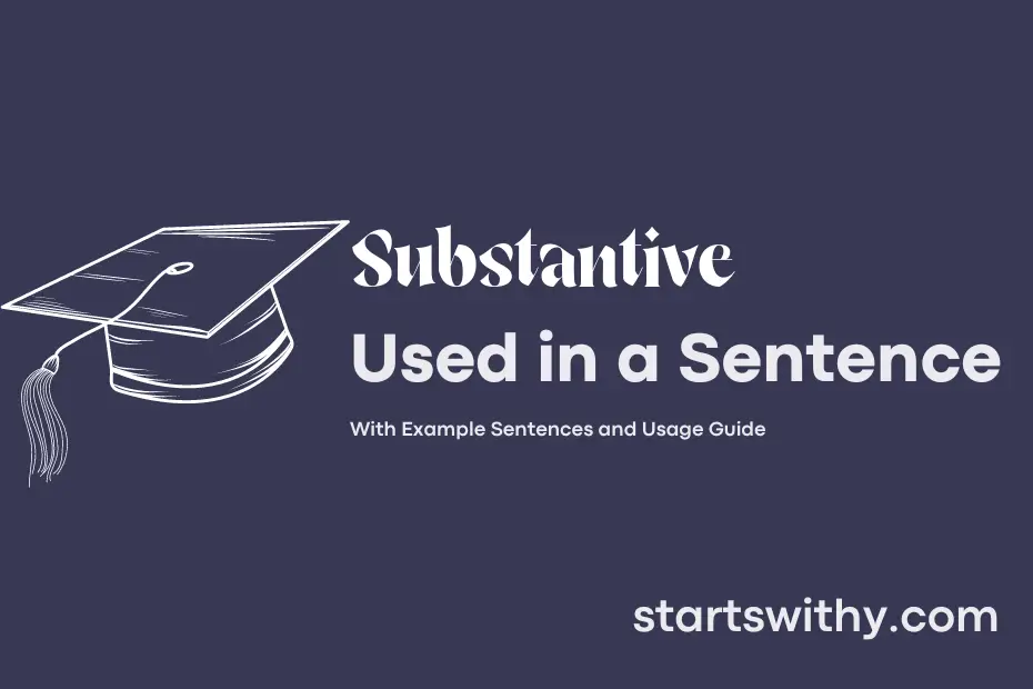 SUBSTANTIVE In A Sentence Examples 21 Ways To Use Substantive SUBSTANTIVE In A Sentence Examples 21 Ways To Use Substantive