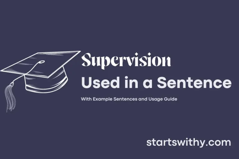 SUPERVISION in a Sentence Examples: 21 Ways to Use Supervision