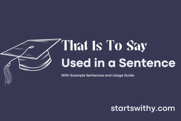 THAT IS TO SAY in a Sentence Examples: 21 Ways to Use That Is To Say