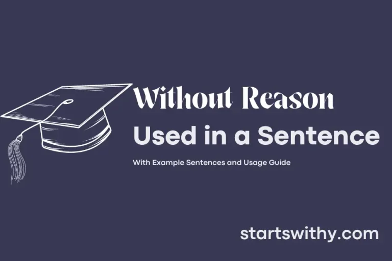 WITHOUT REASON in a Sentence Examples: 21 Ways to Use Without Reason